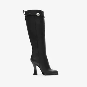 Burberry Leather Pillar Knee-high Boots - Black