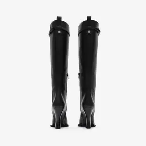Burberry Leather Pillar Knee-high Boots - Black