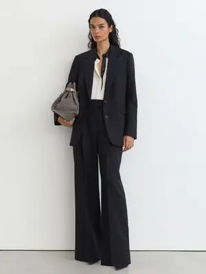 REISS Beck Petite Wool Pinstripe Single-breasted Suit Blazer Relaxed-fit