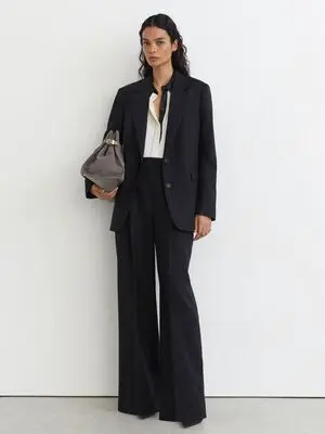 REISS Beck Petite Wool Pinstripe Suit Blazer - Navy