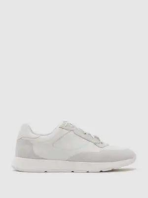 REISS Grant Bonded-leather Lightweight Runner Trainers - White