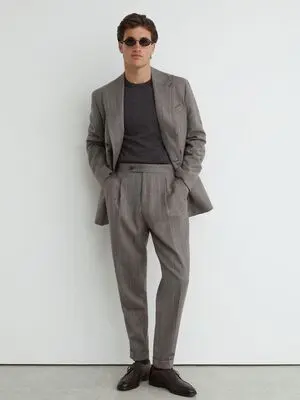REISS Deal Classic Fit Wool Pinstripe Suit Trousers - Grey