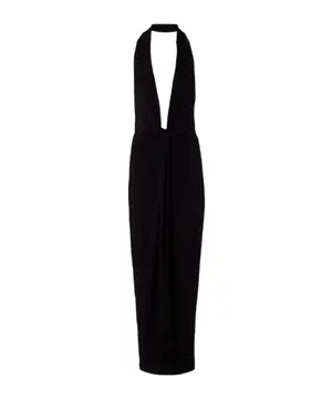 Norma Kamali Halterneck Velvet Midi Dress