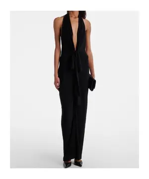 Norma Kamali Halterneck Velvet Midi Dress