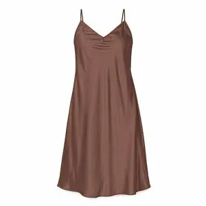 SANTE GRACE Bias Cut Bamboo Blend Slip Dress - Brown
