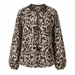 EXQUISE Bernadina Long Sleeve Blouse - Brown