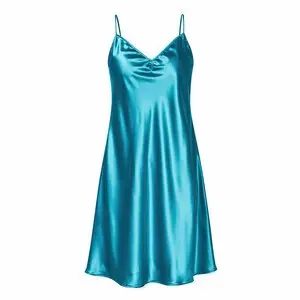 SANTE GRACE Curve Bias Cut Slip Dress - Blue