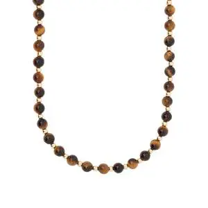 BECKET + QUILL Tiger's Eye & Gold Bead Necklace