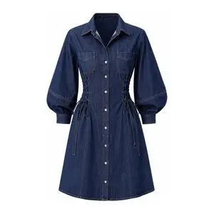 EXQUISE Adilene Long Sleeve Denim Mini Dress