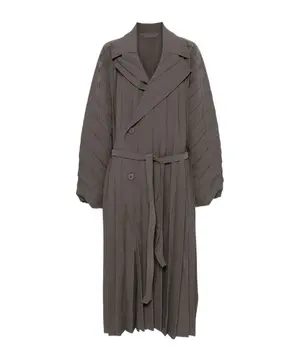 Issey Miyake Double-breasted Belted Pleated Coat