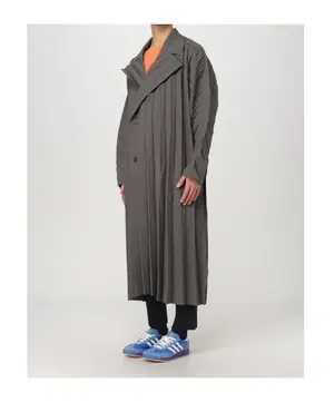 Issey Miyake Double-breasted Belted Pleated Coat
