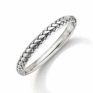 GOLD & HONEY Woven Texture Bangle Bracelet - Silver