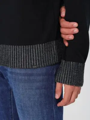 Paul & Shark 100% Wool Crewneck Jumper With Ribbed Trims