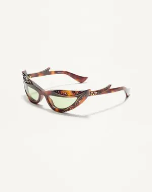 Valentino Garavani Cat Eye Acetate Sunglasses - Havana/green