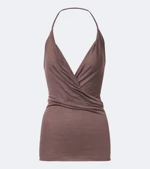 Rick Owens Draped Wool And Silk Top - Purple