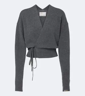 Extreme Cashmere N°516 Ella Cashmere-blend Wrap Cardigan Grey