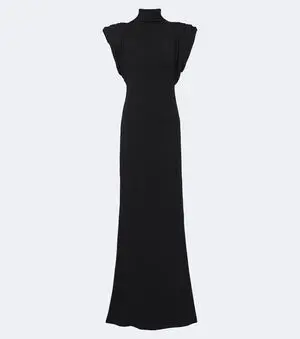 MUGLER Draped Wool-blend Jersey Gown