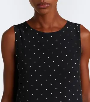 Asceno Polka-dot Tiered Silk Midi Dress