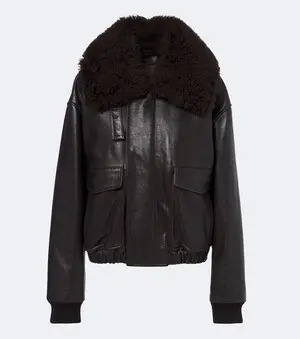 LEMAIRE Shearling-trimmed Leather Blouson Jacket