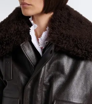 LEMAIRE Shearling-trimmed Leather Blouson Jacket