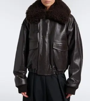 LEMAIRE Shearling-trimmed Leather Blouson Jacket