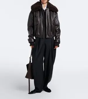 LEMAIRE Shearling-trimmed Leather Blouson Jacket