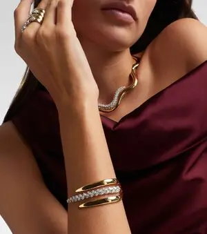 Yeprem En Strada 18kt Yellow And White Cuff Bracelet With Diamonds