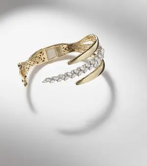 Yeprem En Strada 18kt Yellow And White Cuff Bracelet With Diamonds