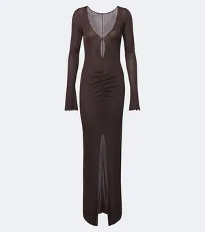 DE LA VALI Elisia Ribbed-knit Ruched Maxi Dress