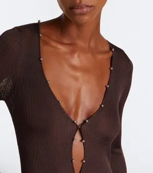 DE LA VALI Elisia Ribbed-knit Ruched Maxi Dress