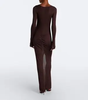 DE LA VALI Elisia Ribbed-knit Ruched Maxi Dress