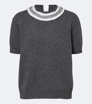 Prada Embellished Wool And Cashmere Sweater