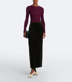 JIL SANDER Cotton Velvet Maxi Skirt