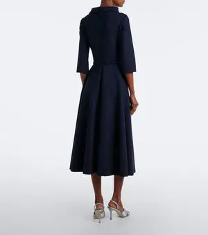 Oscar De La Renta Belted Tie-neck Wool-blend Midi Dress