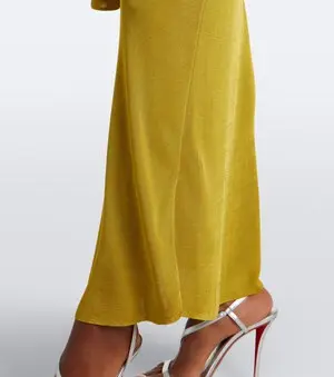 DE LA VALI Belted Embellished Maxi Dress