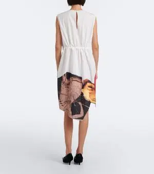 Prada Printed Cotton-blend Midi Dress