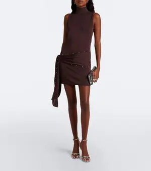 DE LA VALI Belted Embellished Minidress