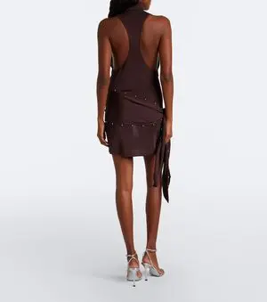 DE LA VALI Belted Embellished Minidress