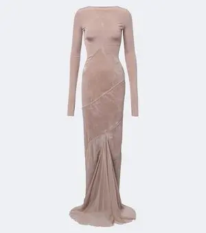 Rick Owens Combo Tulle-trimmed Jersey And Velvet Gown