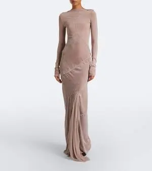 Rick Owens Combo Tulle-trimmed Jersey And Velvet Gown