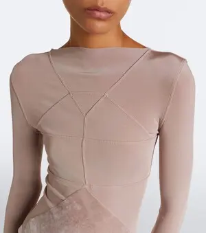 Rick Owens Combo Tulle-trimmed Jersey And Velvet Gown