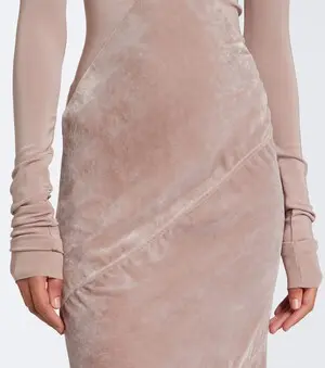 Rick Owens Combo Tulle-trimmed Jersey And Velvet Gown