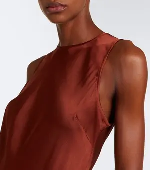 Asceno Valencia Silk Satin Midi Dress