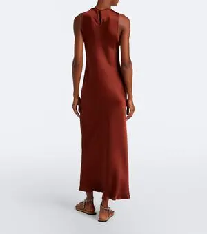 Asceno Valencia Silk Satin Midi Dress