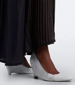MAISON MARGIELA Leather Wedge Pumps - White