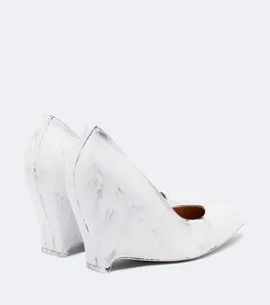 MAISON MARGIELA Leather Wedge Pumps - White