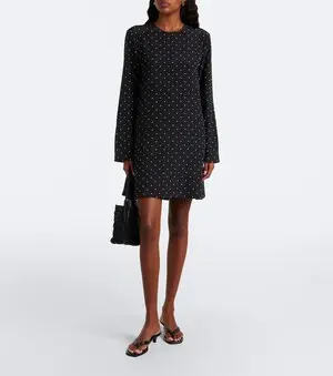 Asceno Larissa Polka-dot Silk Minidress
