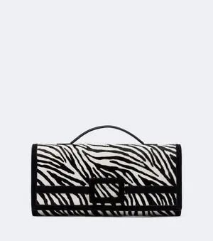 ROGER VIVIER Belle Vivier Zebra-print Calf Hair Clutch