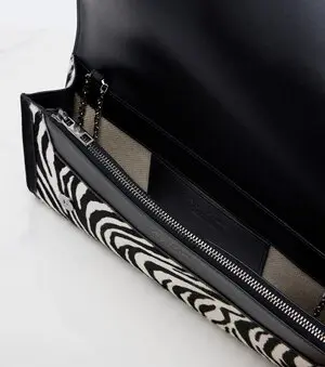 ROGER VIVIER Belle Vivier Zebra-print Calf Hair Clutch