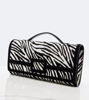 ROGER VIVIER Belle Vivier Zebra-print Calf Hair Clutch